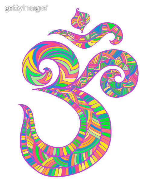 Om symbol sacred sound colorful pattern with maze of ornaments ...