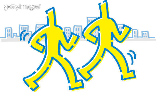 Stick figure walking in the city 이미지 (1401874217) - 게티이미지뱅크