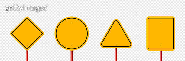 Vector Yellow Warning, Danger Stop Sign Icon Set Isolated. Rhombus ...