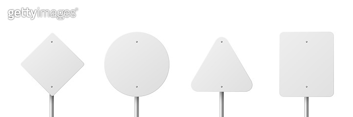 Vector White Warning, Danger Stop Sign Icon Set Isolated. Rhombus ...