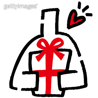 Stick figure giving a gift to a loved one. (1441904003) - 게티이미지뱅크