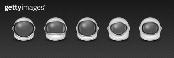 Vector 3d Realistic Astronaut Helmets, Cosmonaut Mask with Transparent ...