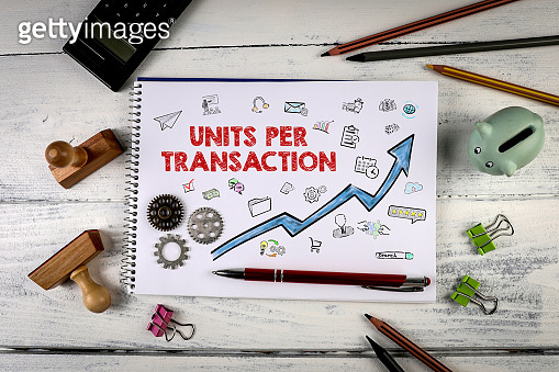 Units per transaction. Development curve and icons on the notebook ...