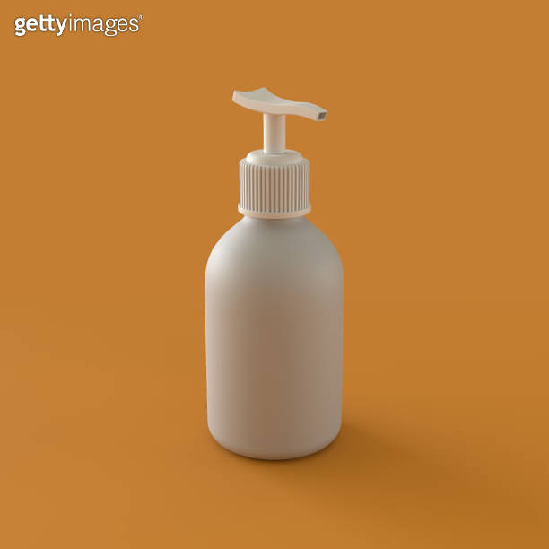 Monochrome Lotion Bottle on Orange Background, 3d Rendering 이미지 ...