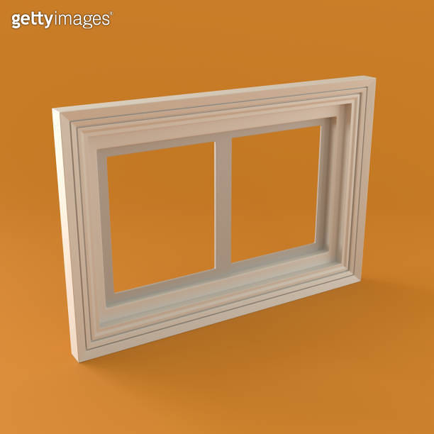 Monochrome Window Frame on Orange Background, 3d Rendering 이미지 ...