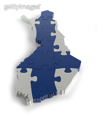 Flag Colors Puzzle Finland Map Design. 3d Rendering (1439842786) 일러스트 ...
