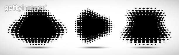 Set of halftone dots curved gradient pattern texture background. Curve ...