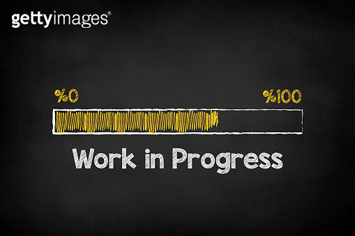 Work in progress loading bar on chalkboard 이미지 (1397784578) - 게티이미지뱅크