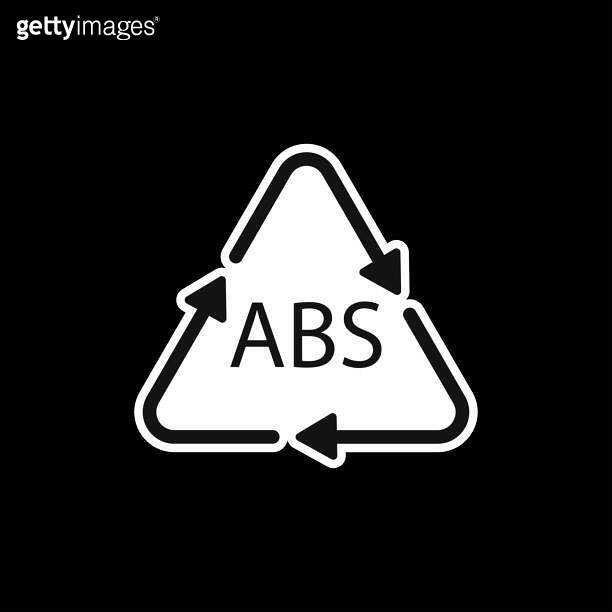Plastic recycle symbol ABS 9 vector icon. Plastic recycling code ABS ...