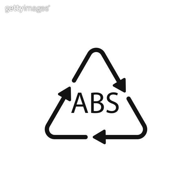 Plastic recycle symbol ABS 9 vector icon. Plastic recycling code ABS ...
