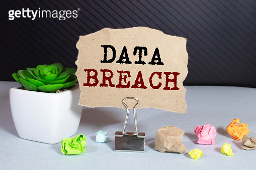 DATA BREACH text on sticker on diagram background (1450795027) - 게티이미지뱅크