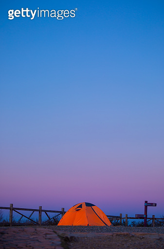 Camping above the hills in the the with the aerial view. Sirkot, Sworek ...