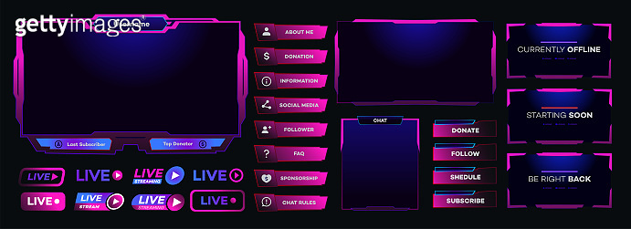 Vector streaming screen panel overlay game 이미지 (1412294825) - 게티이미지뱅크