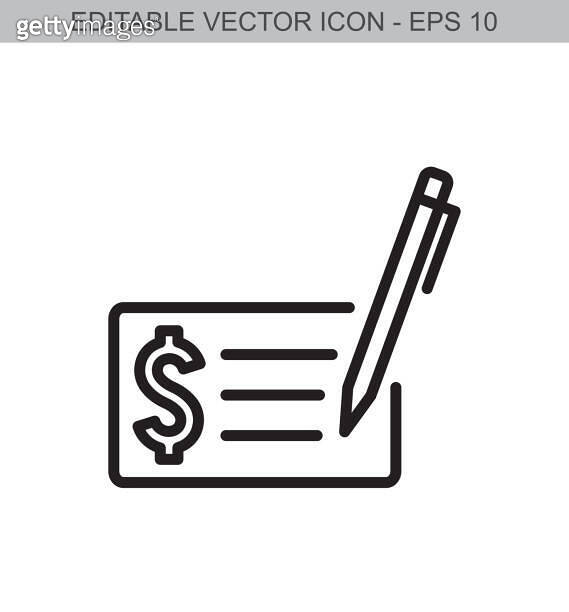 Cheque with dollar sign. Editable stroke. Pixel perfect. 이미지 ...