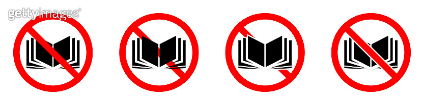 No book icons set. Vector illustration. Reading of books is prohibited ...