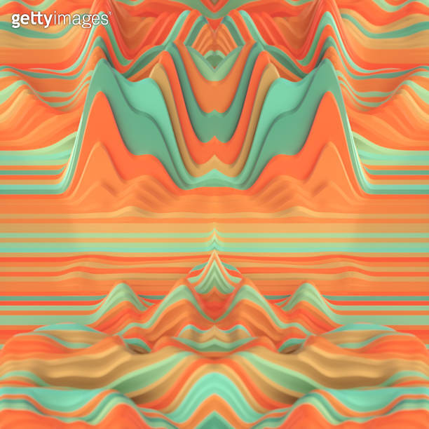 Plastic multicolored distorted stripes. Stylized 3d rendering digital ...