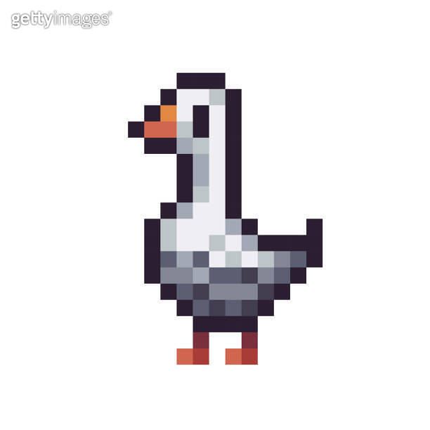 Goose pixel art icon. Farm bird, duck logo. 8-bit sprite. (1370476162 ...