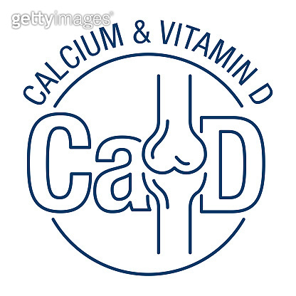 Calcium and Vitamin D3 for bone health in thin line (1365627668) - 게티이미지뱅크