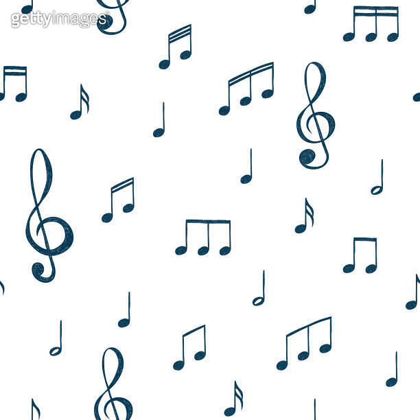 Music notes pattern. Music doodles background. Piano keys. Treble clef ...