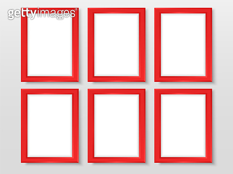 Frames set. Realistic vector red photo frames ready for your design ...
