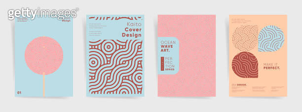 Asian geometry identity brochure or flyer set. Business company ...