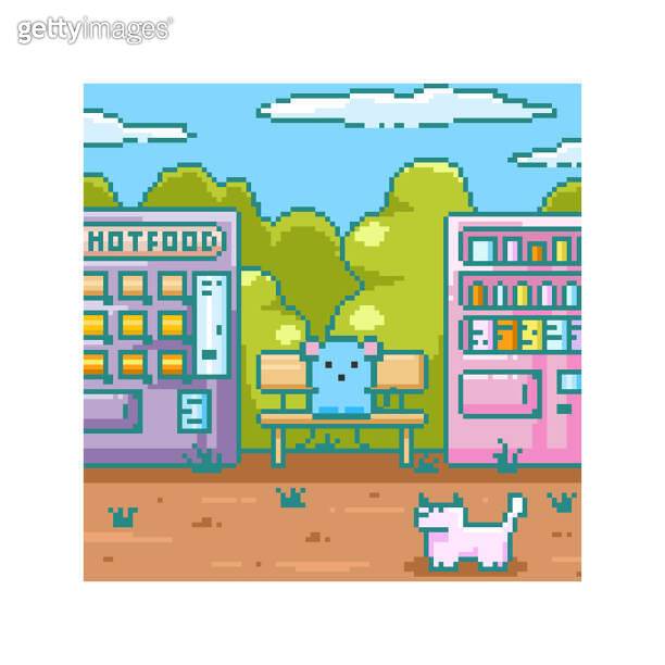Pixel art background with 8 bit gaming park. (1383538266) 일러스트, 무료 일러스트 ...