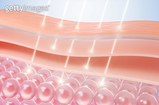 Laser through on the Skin layer, Serum or Vitamin Skin Repair Concept ...