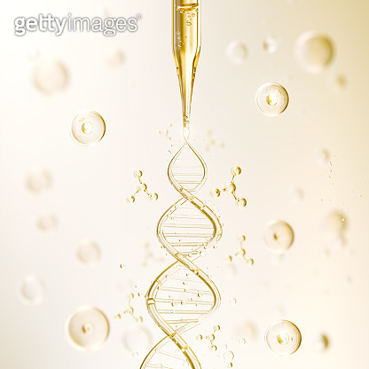 Cosmetic pipette with Cosmetic Essence oil Liquid drop with DNA ...