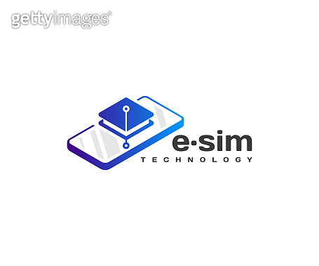 Embedded sim card with smartphone design. Digital eSIM chip motherboard ...