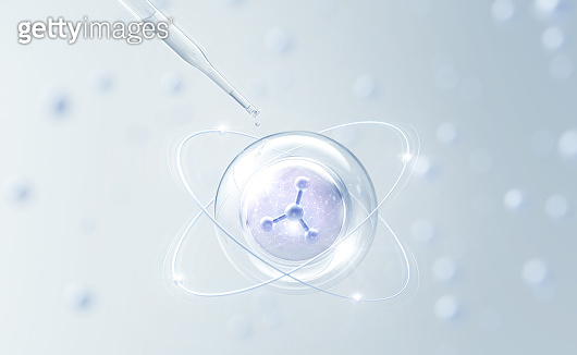 Dropper and Molecule inside Liquid Bubble, 3d illustration. (1407664386 ...