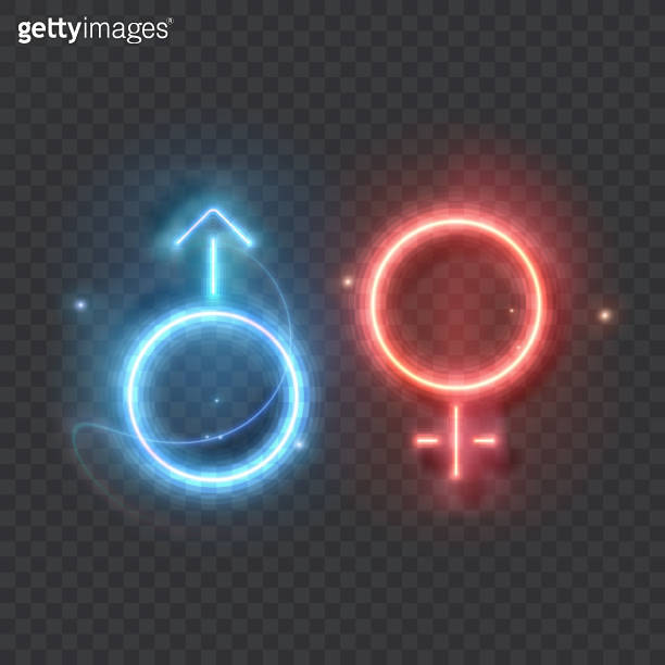 Neon signs of Venus and Mars, Neon vector male and female sign. Gender ...