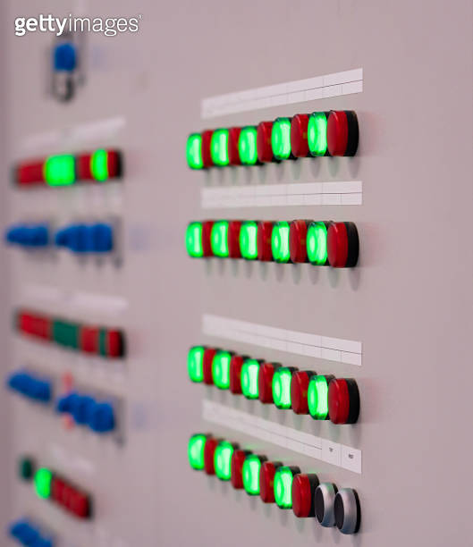 Electrical panel with red and green warning lights 이미지 (1406731228 ...