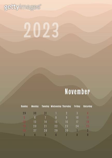 2023 november vertical calendar every month separately. monthly ...