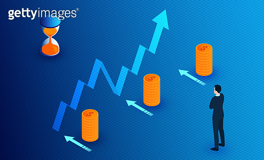 Dollar Cost Averaging Concept - DCA - 3D Illustration (1437230219) 일러스트 ...
