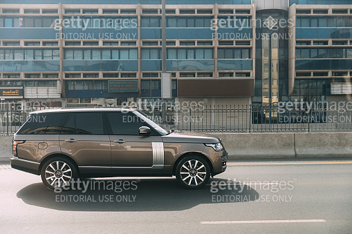 Dubai, UAE, United Arab Emirates - May 28, 2021: Black 2013 Range Rover ...