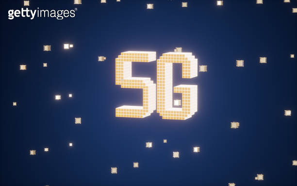 5G wireless communication technologies with blue background, 3d ...