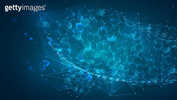 abstract vector background with hexagons. landscape of the virtual ...