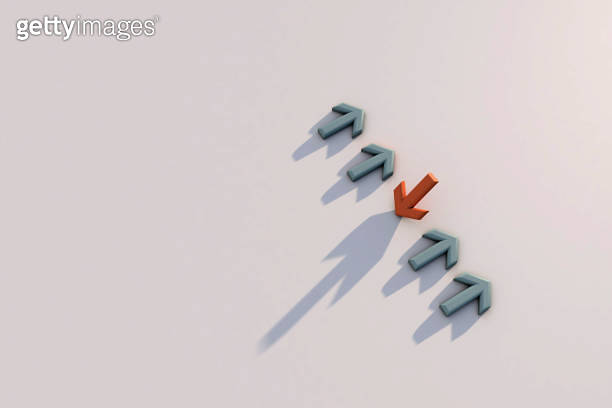 Orange arrow sign changing direction from gray arrow sign (1368267573 ...