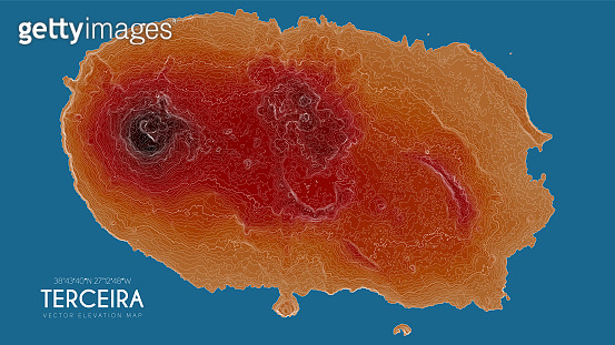 Topographic map of Terceira, Azores Islands, Portugal. Vector detailed ...