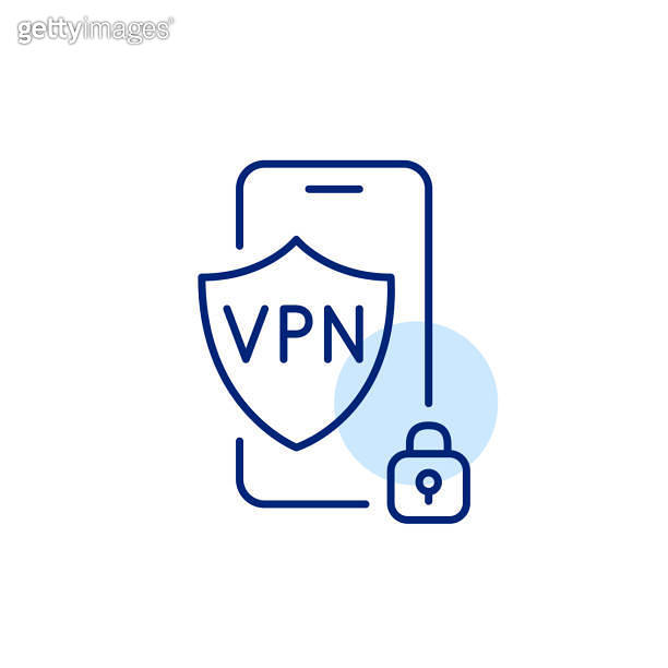 Smartphone using VPN for privacy and security. Pixel perfect, editable ...
