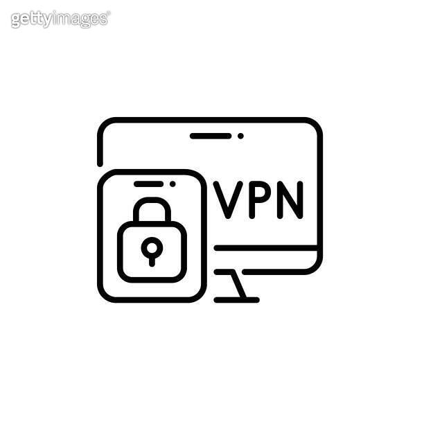 Secure VPN connection on tablet and computer. Pixel perfect, editable ...