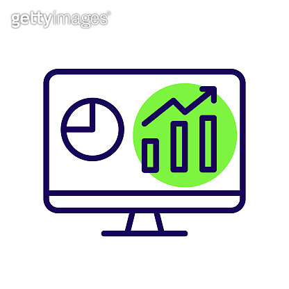 Stats in graphs and charts on a pc monitor. Growth and success ...