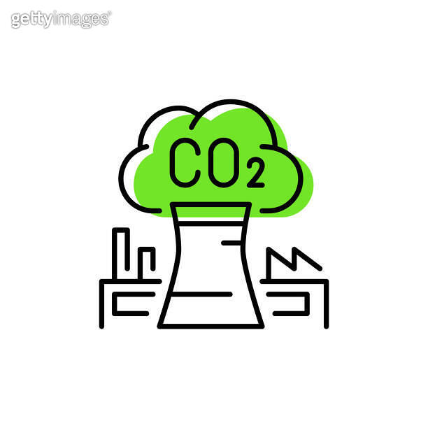 Co2 pollution due to manufacturing emission. Ecology and green thinking ...