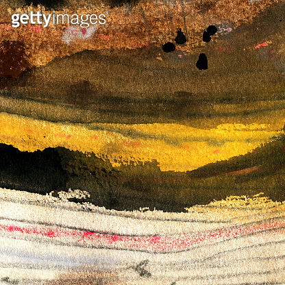 Abstract landscape pastel ink hand drawn illustration. Pale colors ...