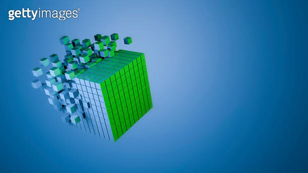 3d cube abstract background. Technology futuristic geometric block ...