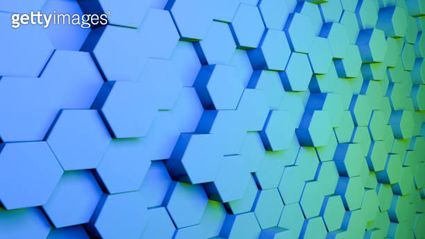 3d hexagon abstract background. Colored grid honeycomb texture digital ...