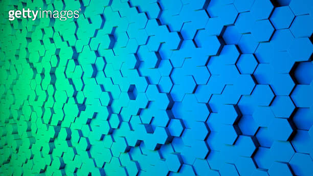 3d hexagon abstract background. Colored grid honeycomb texture digital ...