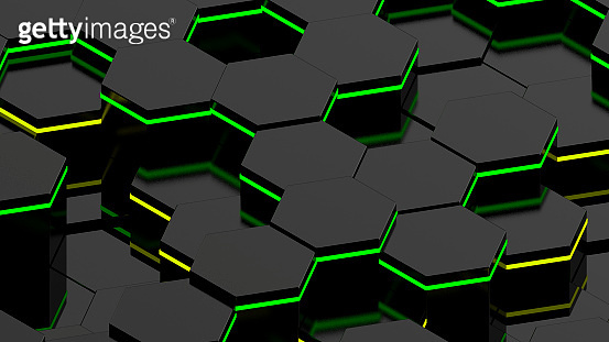 3d hexagon abstract background. Colored grid honeycomb texture digital ...
