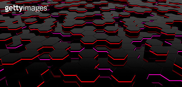 3d hexagon abstract background. Colored grid honeycomb texture digital ...