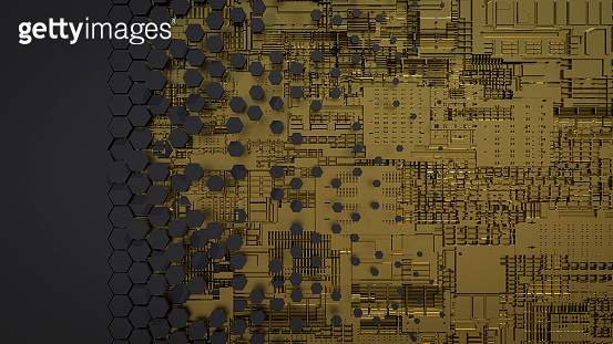 3d hexagon abstract background. Black grid honeycomb texture digital ...